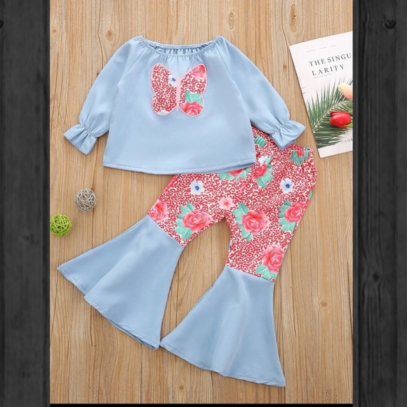 Matching Sets | Toddler Girls 2piece Butterflies Bell Bottoms Set New ...